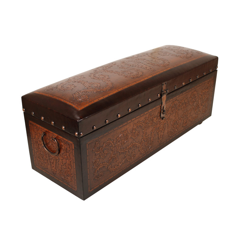 Genuine leather storage bench store